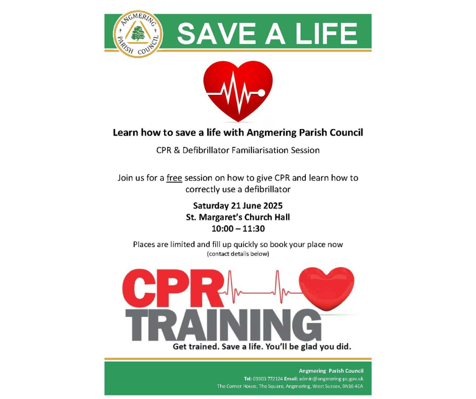 CPR & Defibrillator Familiarisation Session - Angmering Parish Council